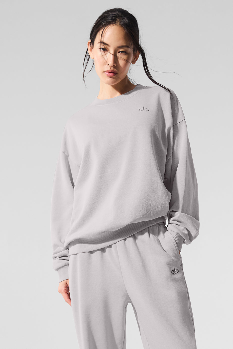 Washed Accolade Crew Neck Pullover - Grey Sky Wash – Alo Yoga Mexico