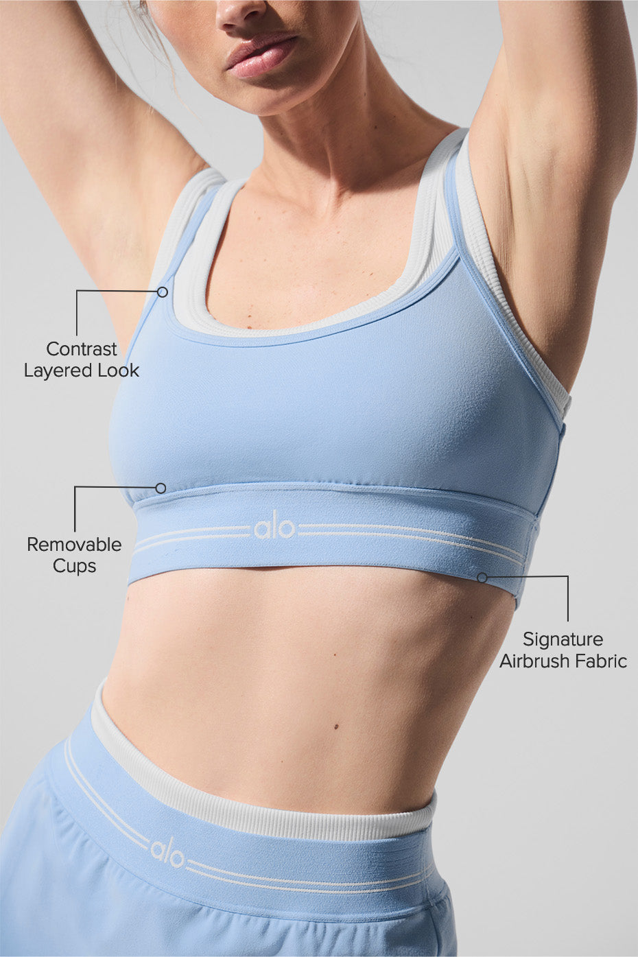 Airbrush Better Together Bra - Seashell Blue/White – Alo Yoga Mexico