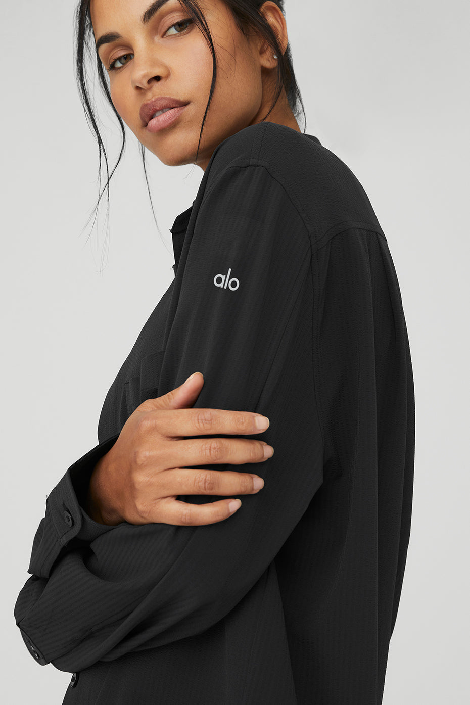 Dreamscape Button Down Long Sleeve - Black – Alo Yoga Mexico